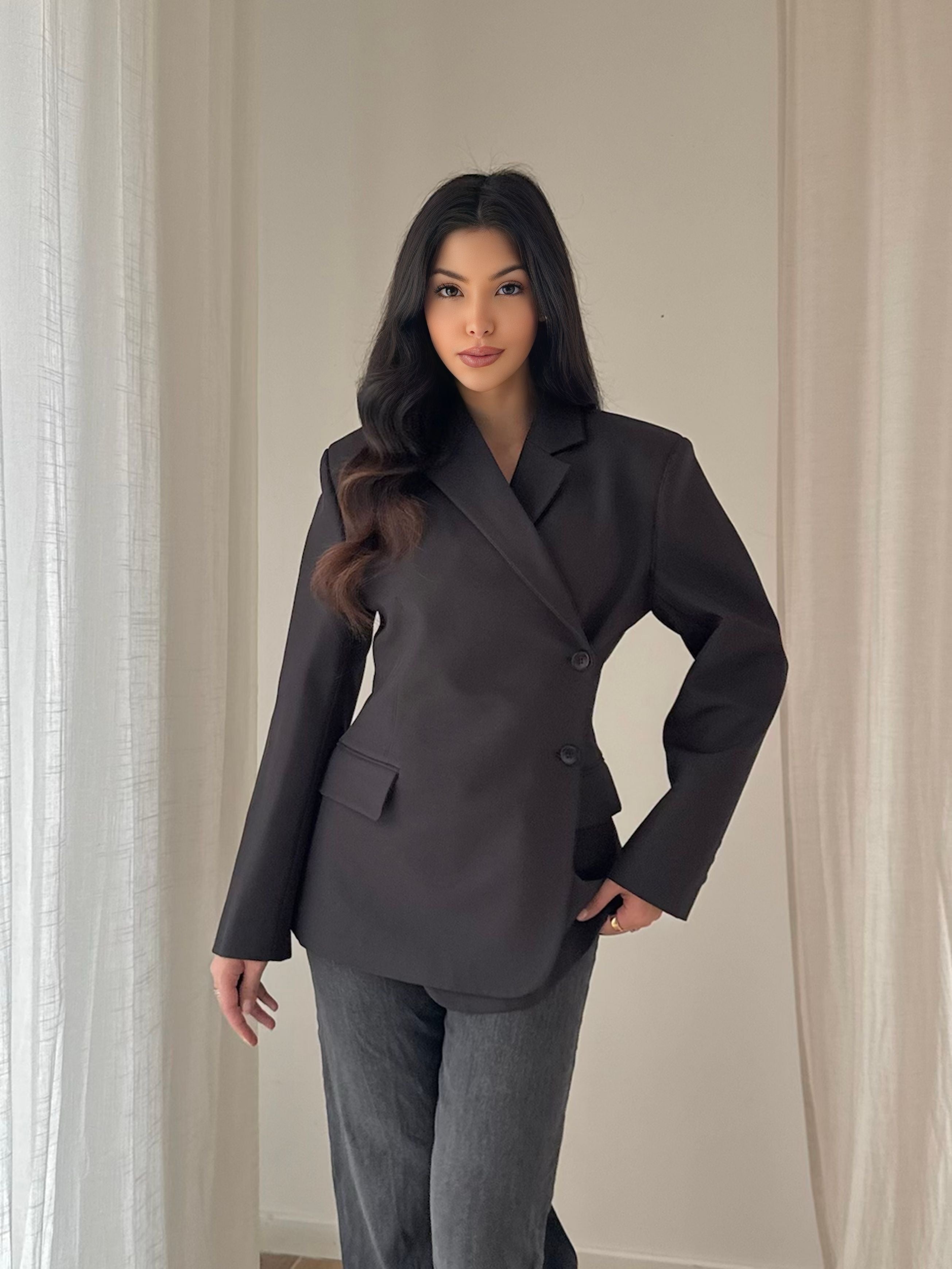 Blazer cintré Noir 3183 – RQUEEN Paris