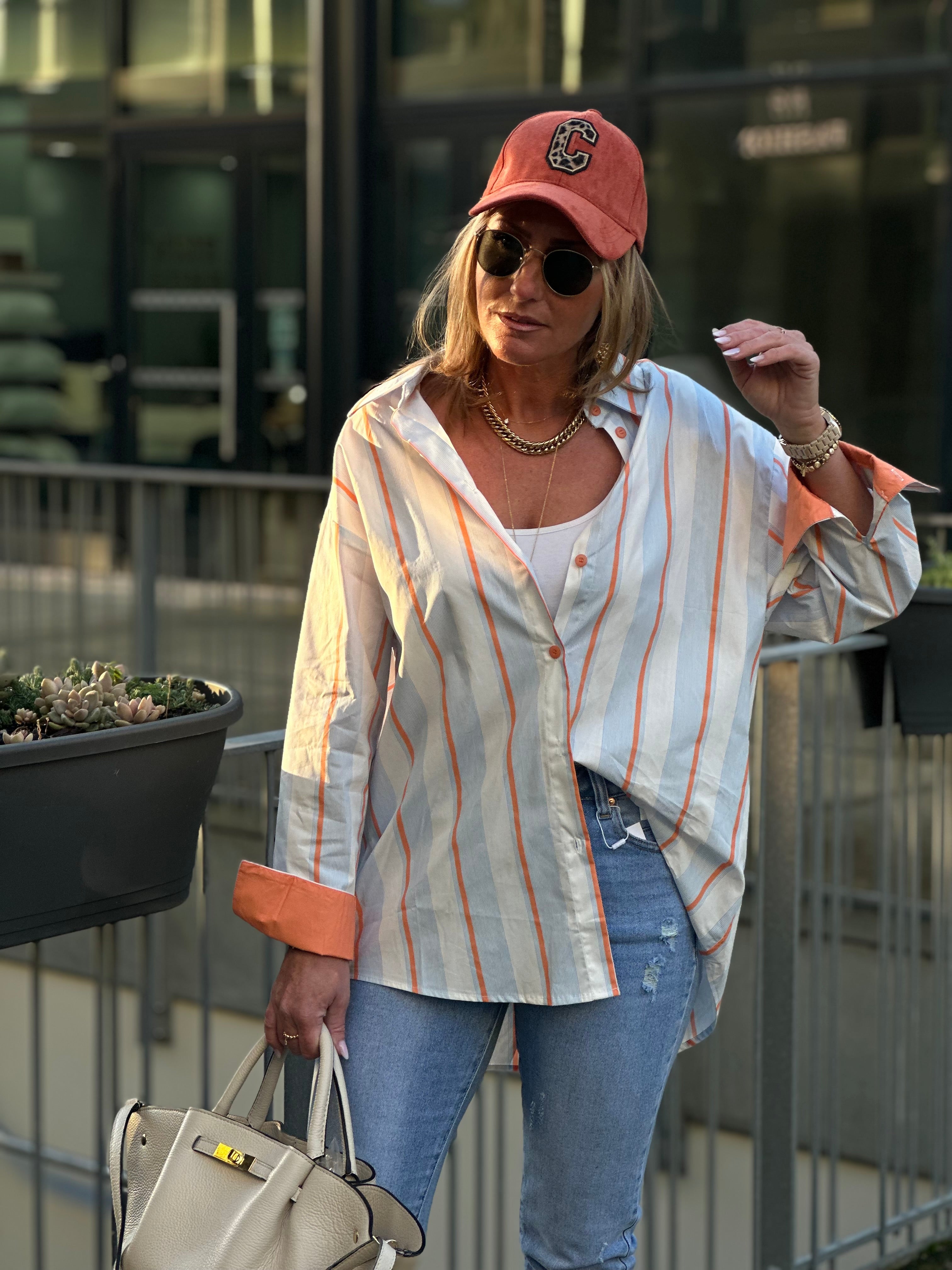 Chemise rayure orange – RQUEEN Paris